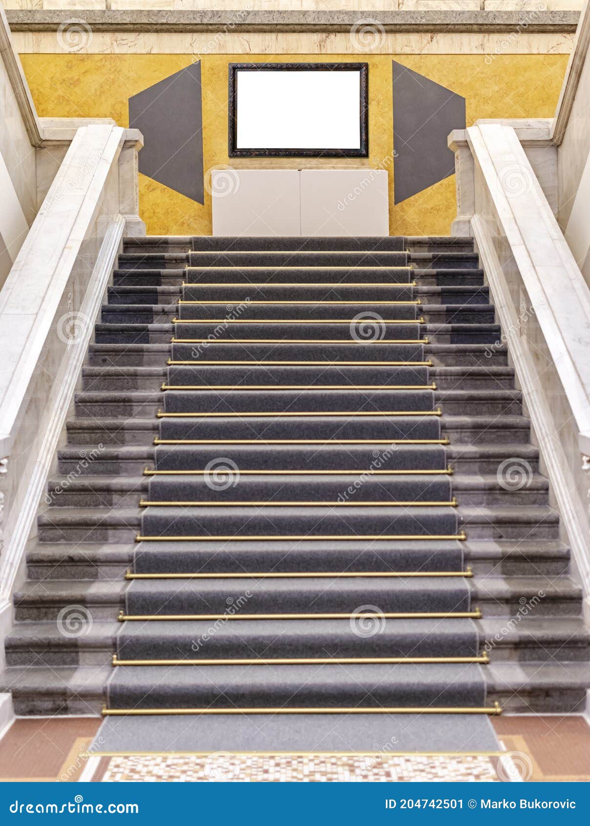 Luxurious Staircase with Marble Steps and on the Top Luxury Antique ...