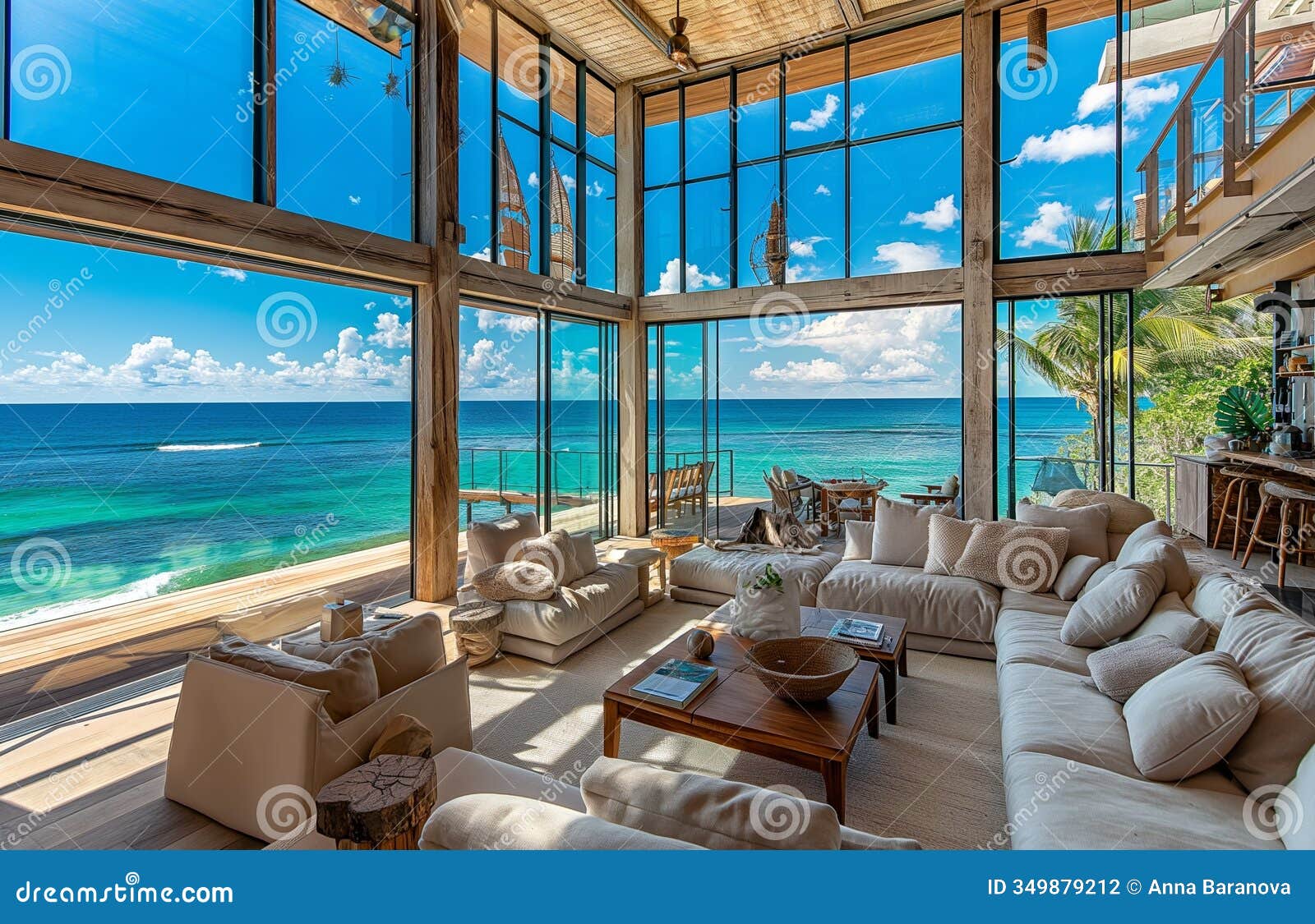 Luxurious Stilted Beach House on the Seashore Stock Photo - Image of ...