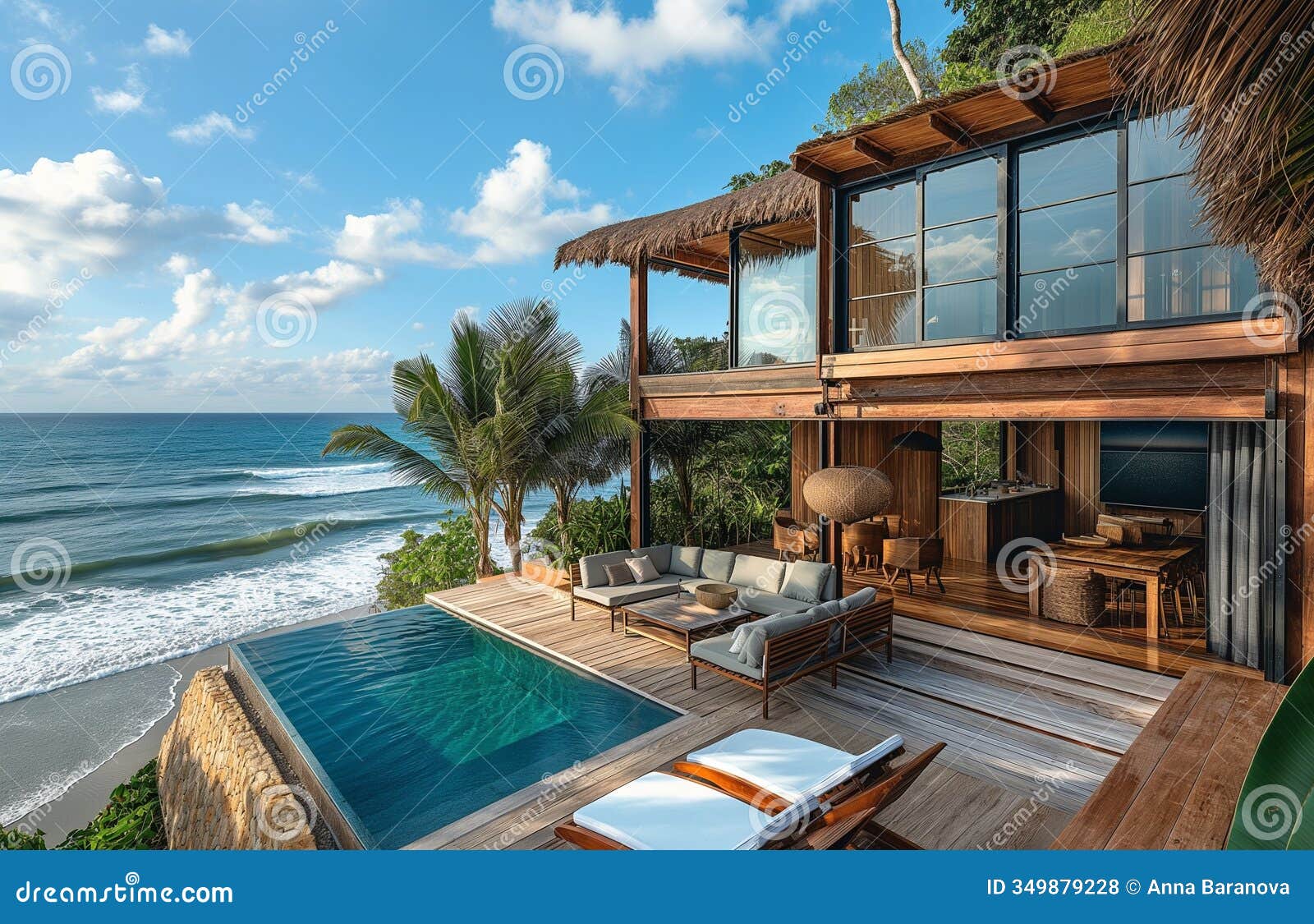 Luxurious Stilted Beach House on the Seashore Stock Photo - Image of ...