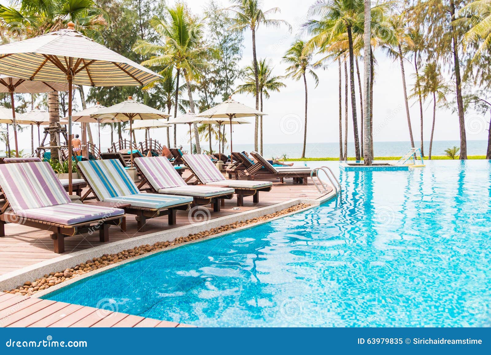 Luxurious Swimming Pool with the Ocean Views Stock Image - Image of ...