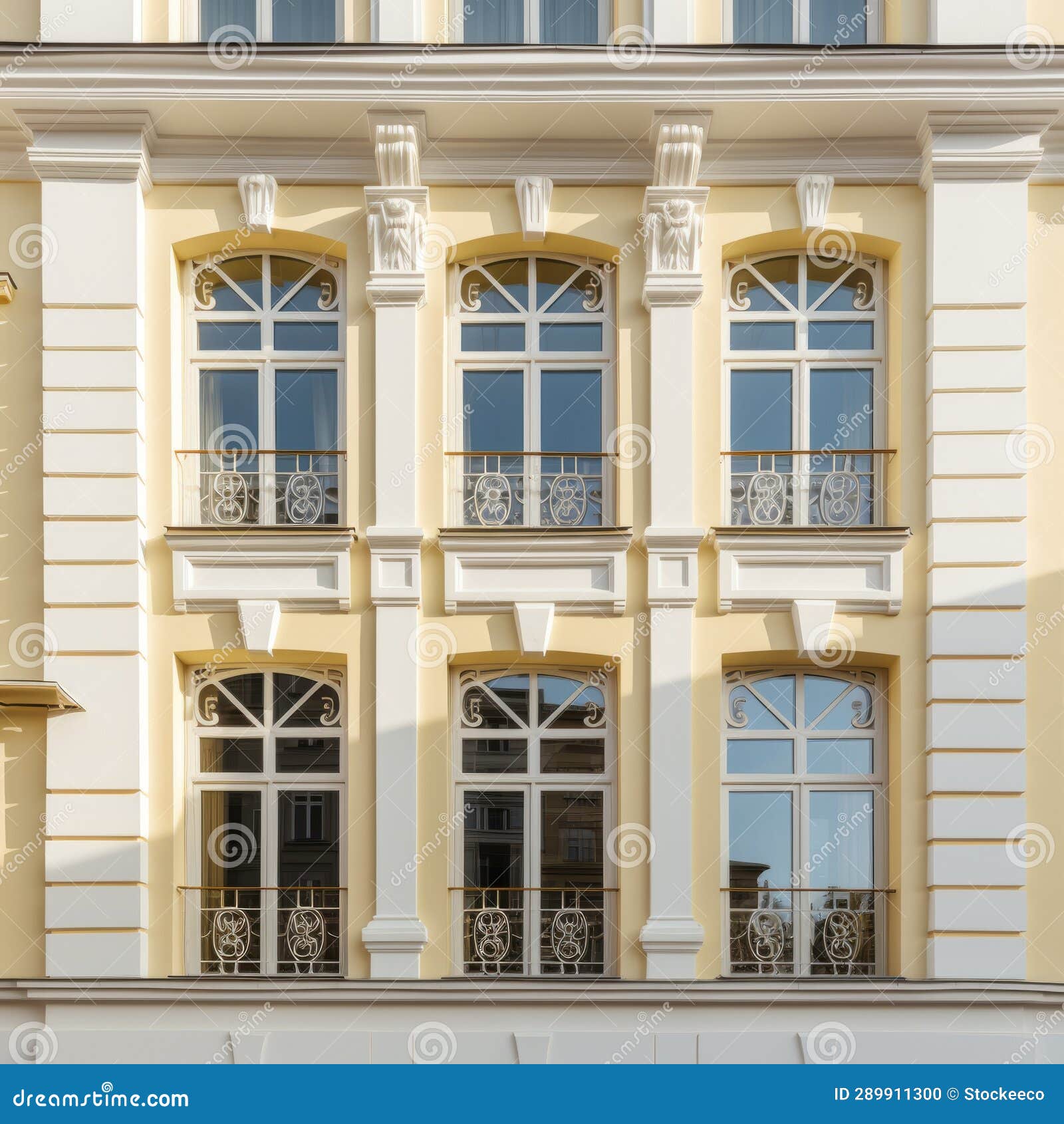 Luxurious Vienna Secession Style Beige Window with Structural Symmetry ...