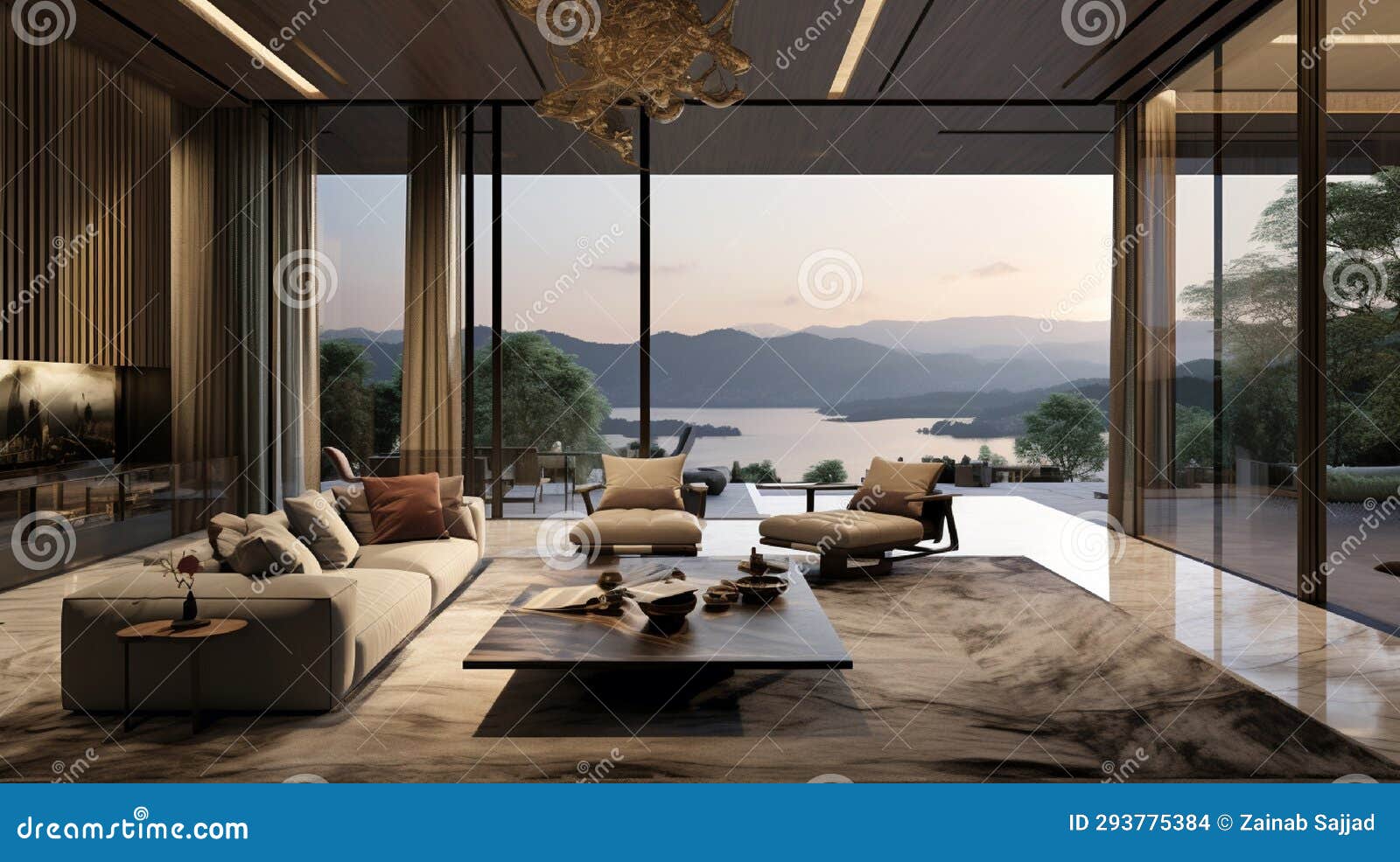 The Luxurious Villa with Marble Floors, High Ceilings, and Floor-to ...