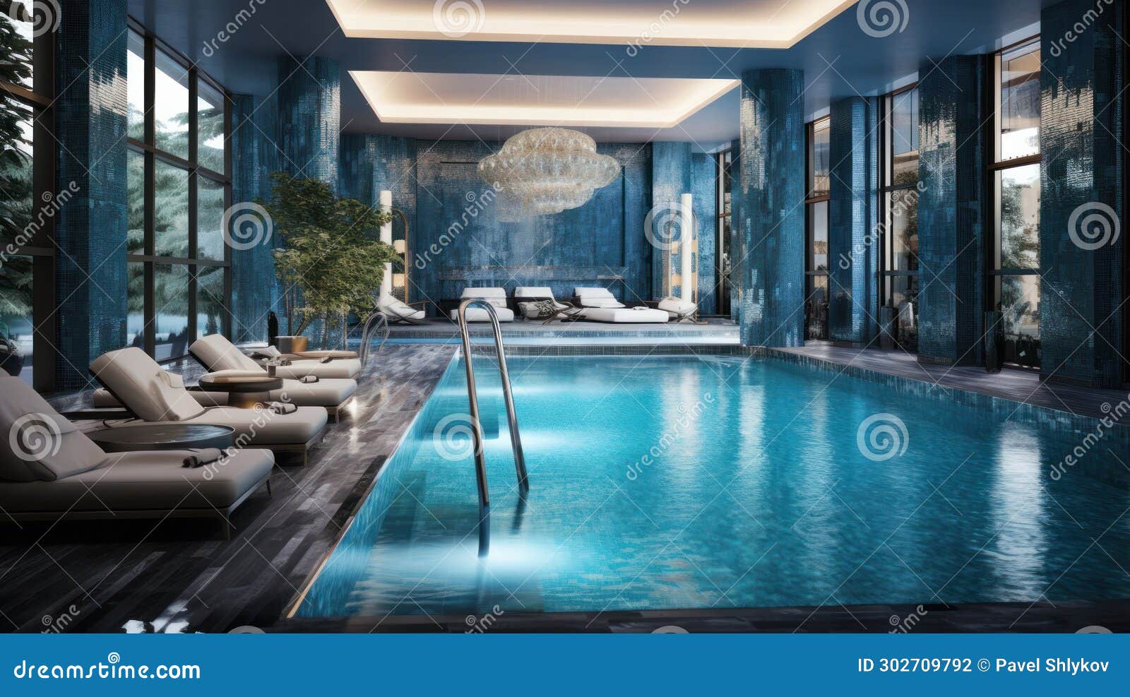 Luxurious Villa Swimming Pool, Evening View Stock Photo - Image of ...