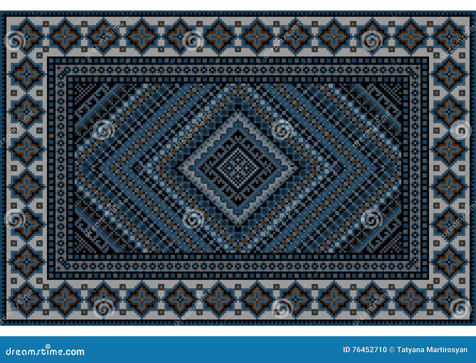 Luxurious Vintage Oriental Rug in Blue Shades with Original Pattern ...