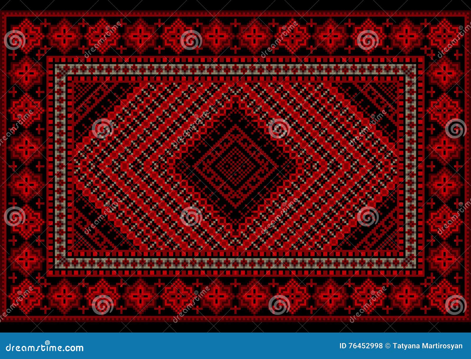 Luxurious Vintage Rug in Red Shades with Original Pattern Stock Vector ...