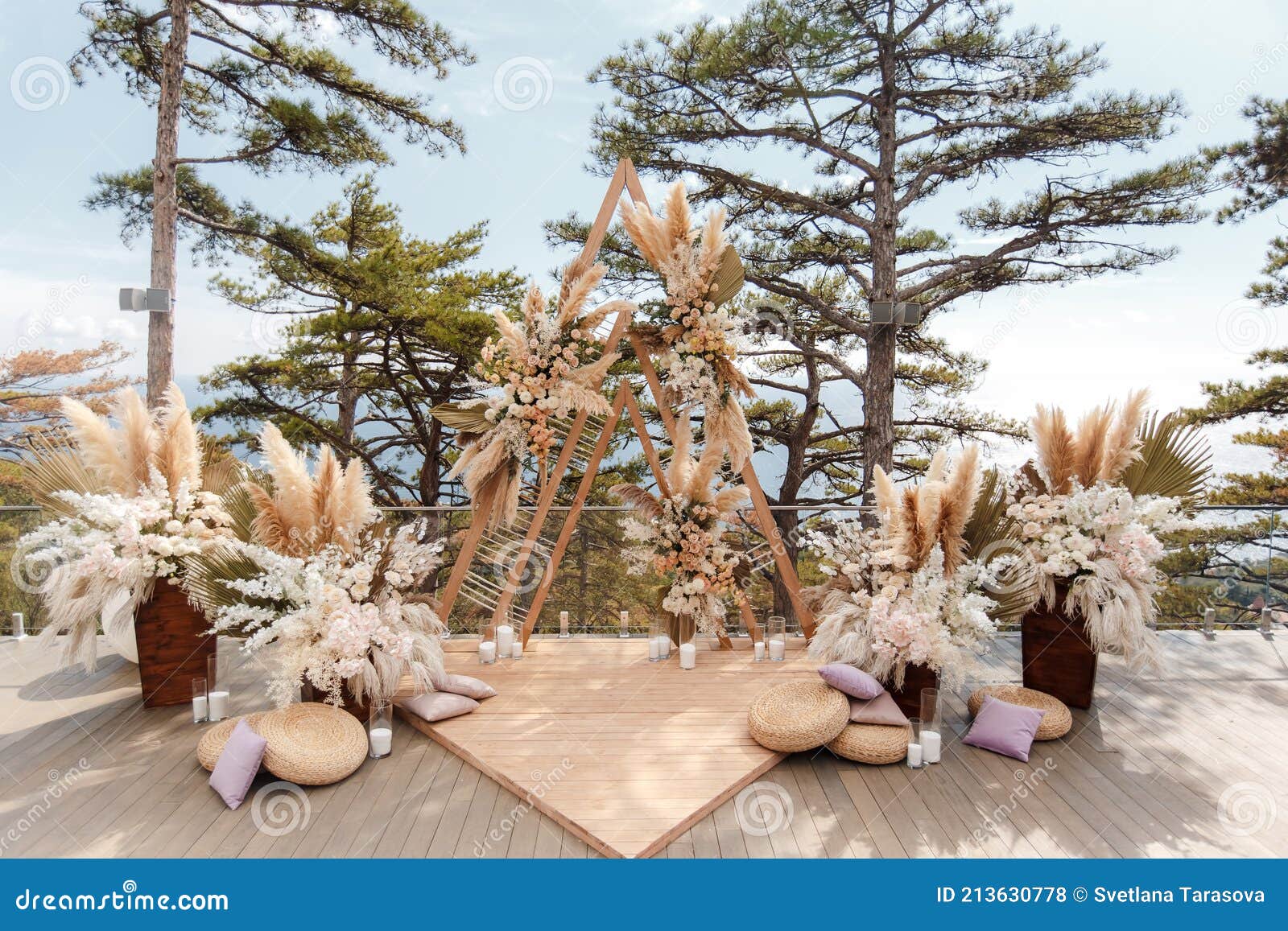 Luxurious Wedding Ceremony in Boho Style Stock Photo - Image of palm ...