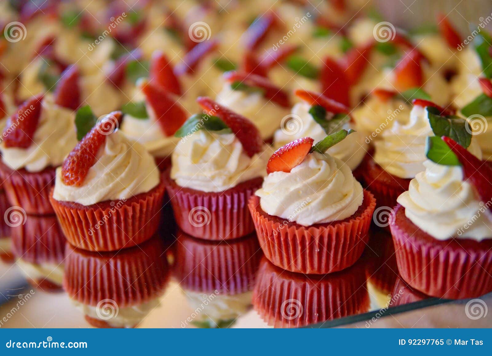 Luxurious Wedding Cupcakes in Red and White Color and with Strawberry ...
