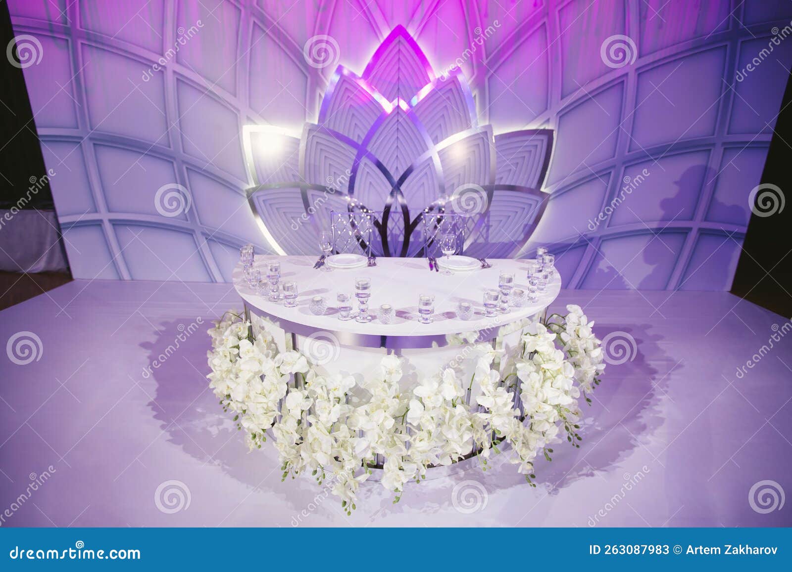 Luxurious Wedding Presidium in White with Silver Elements Stock Image ...