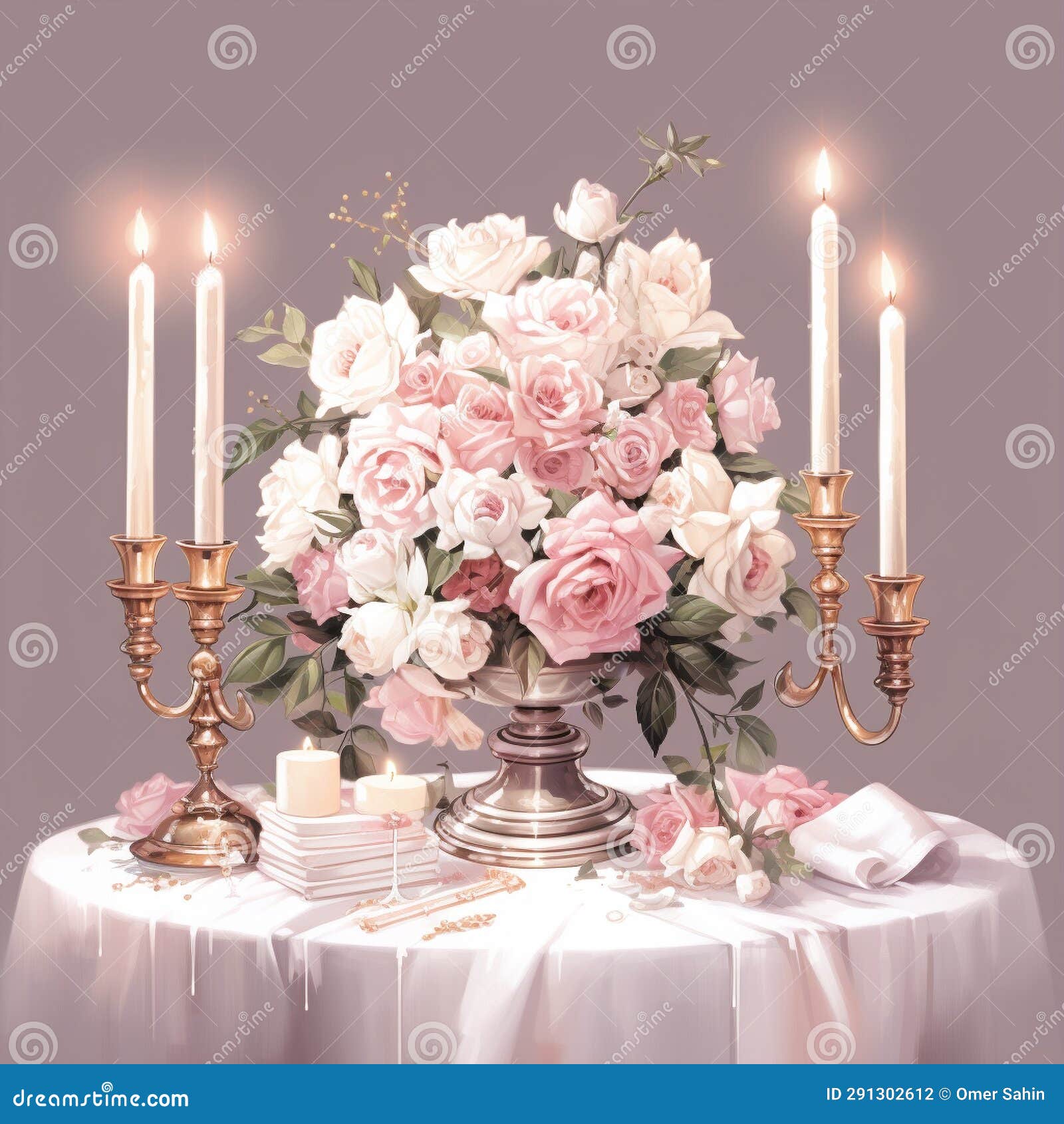 Luxurious Wedding Reception Table with Mirrored Surface Stock ...