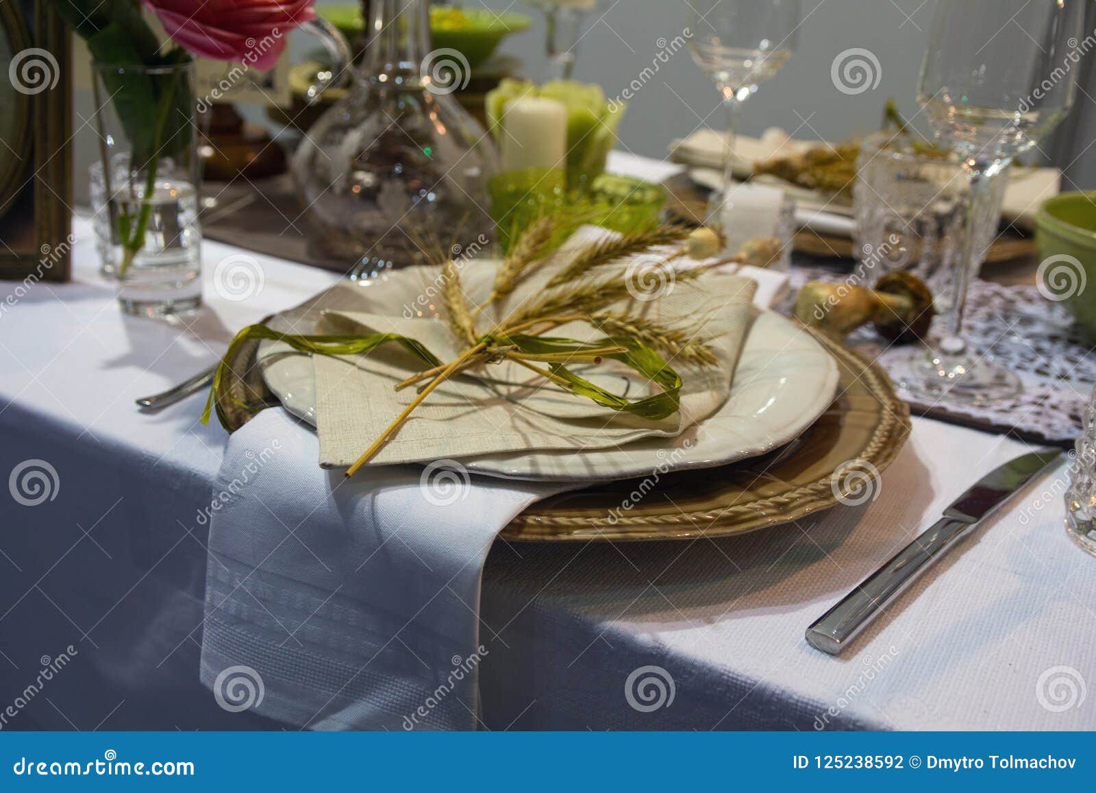Luxurious Wedding Table Setting at the Festive Ceremony Stock Photo ...