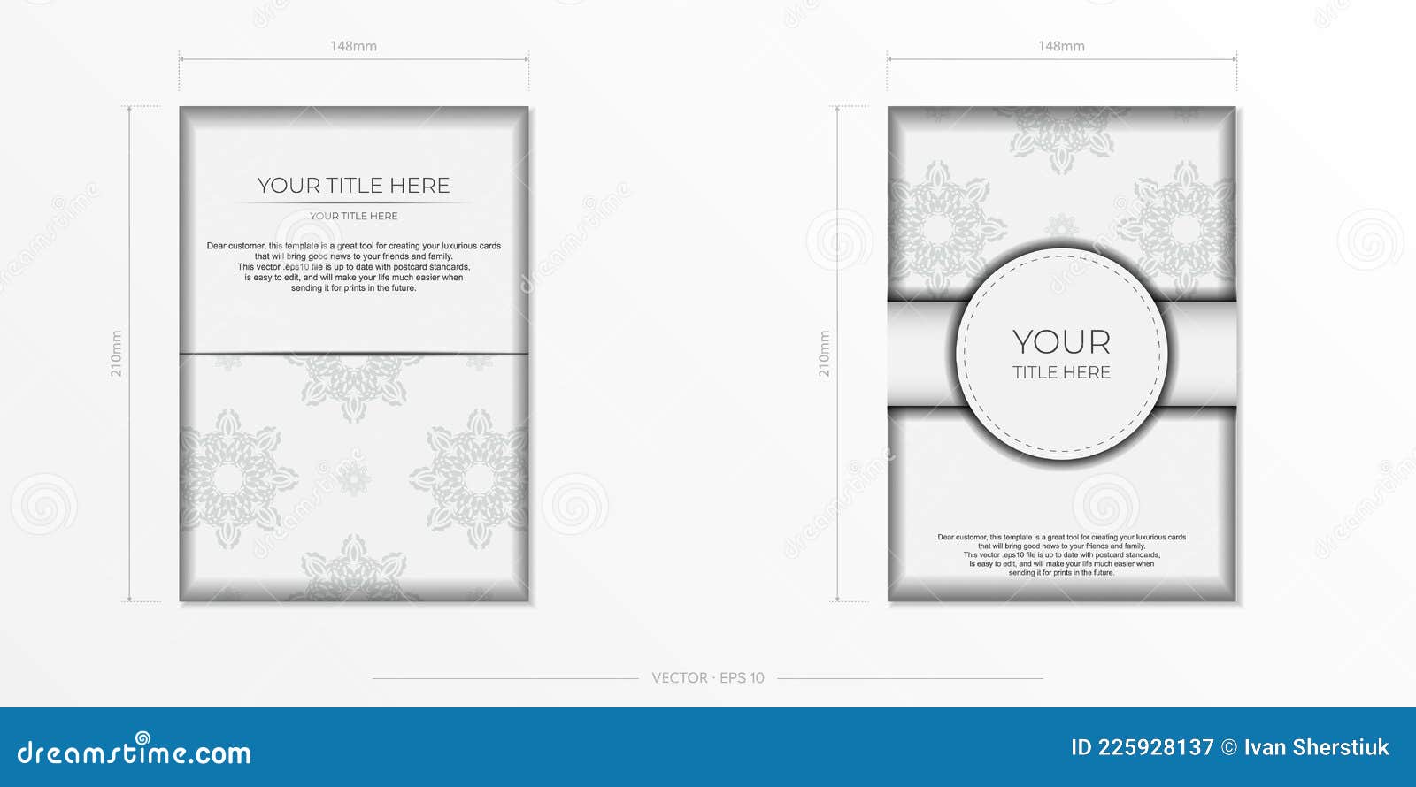 Luxurious White Rectangular Invitation Card Template with Vintage ...