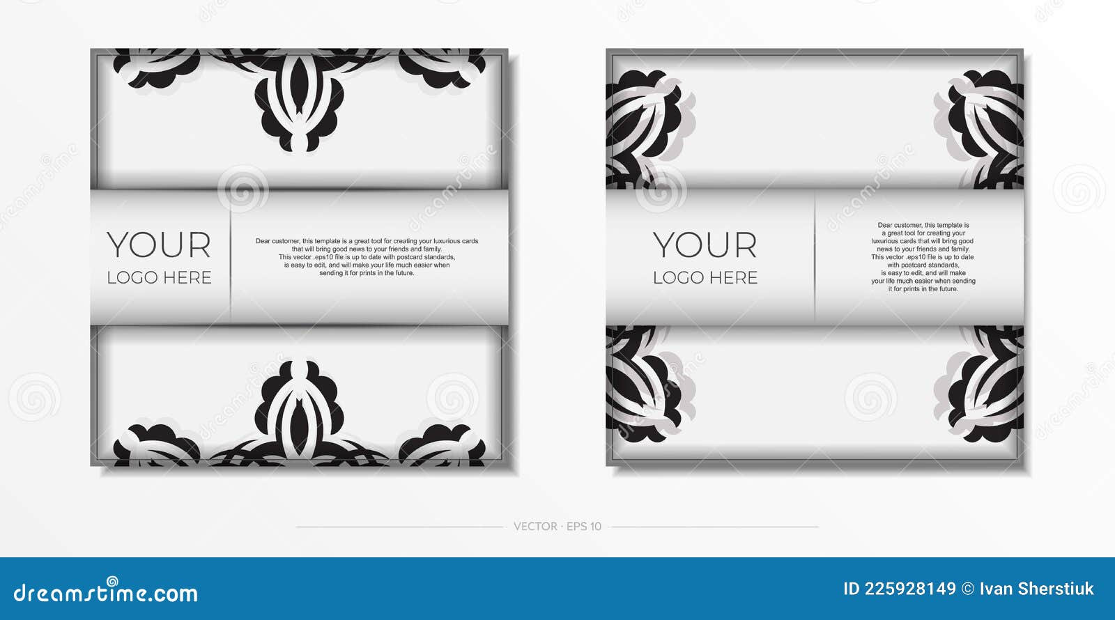 Luxurious White Rectangular Invitation Card Template with Vintage ...