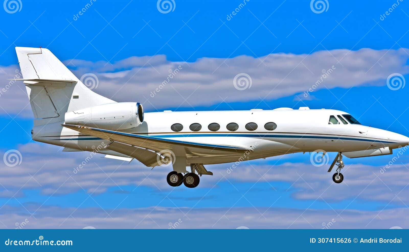Luxury Above the Clouds: White Jet Soaring at Sunset. Stock ...