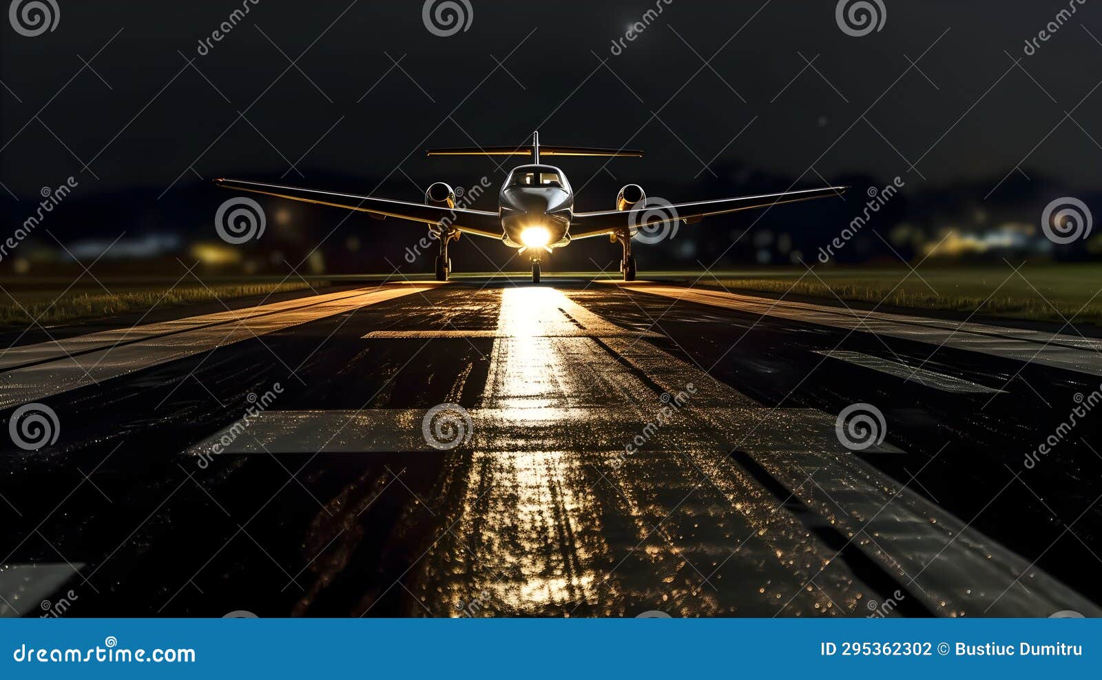 Luxury Airplane at Night on the Runway Stock Photo - Image of open ...