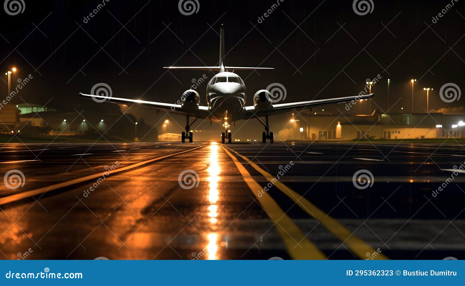 Luxury Airplane at Night on the Runway Stock Image - Image of airport ...