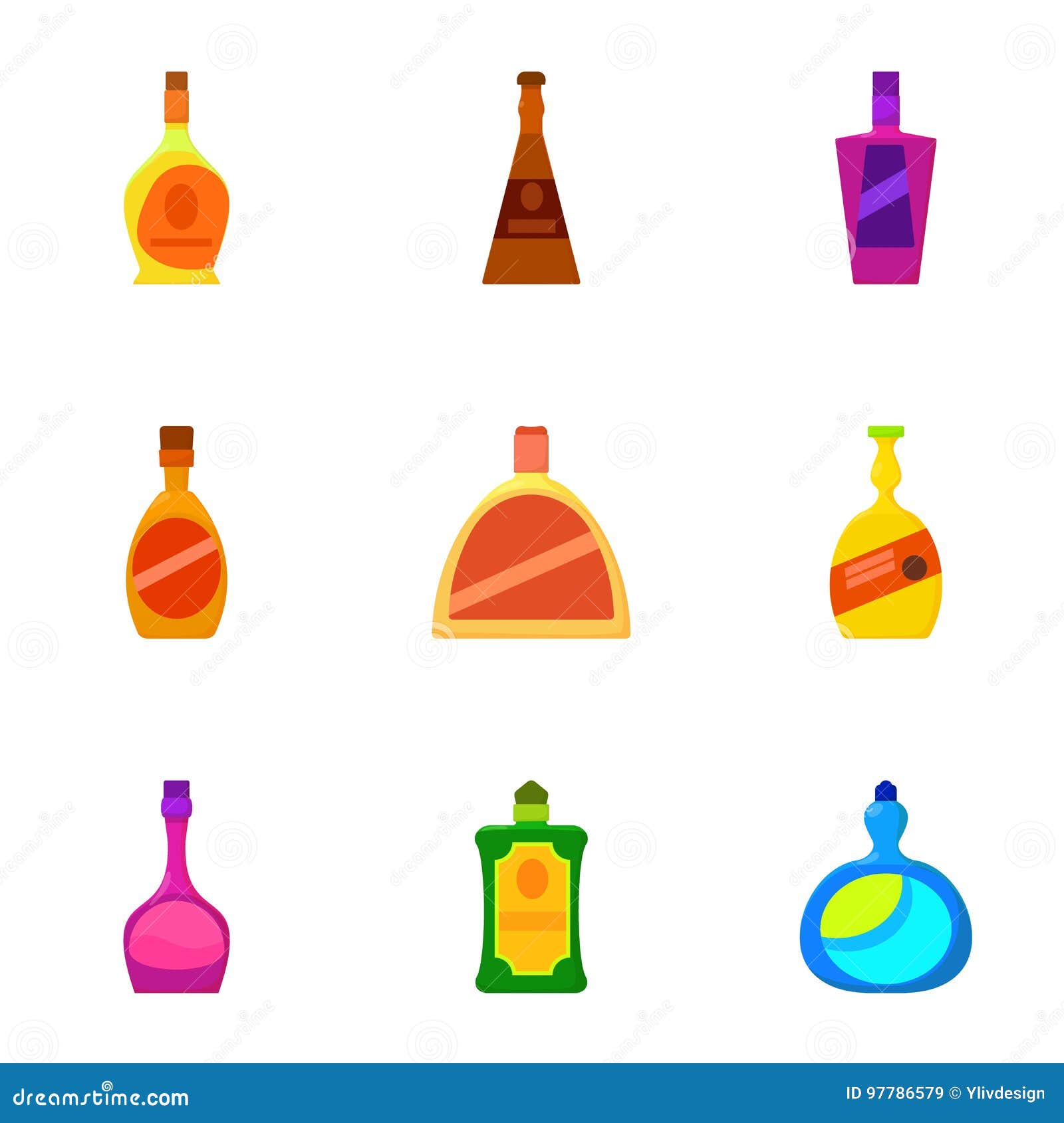 Luxury Alcohol Bottle Icons Set, Cartoon Style Stock Vector ...