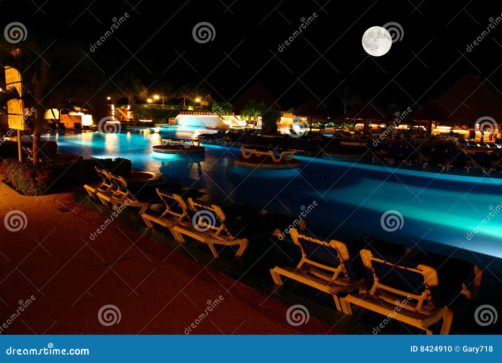 A Luxury All Inclusive Beach Resort at Night Stock Photo - Image of ...