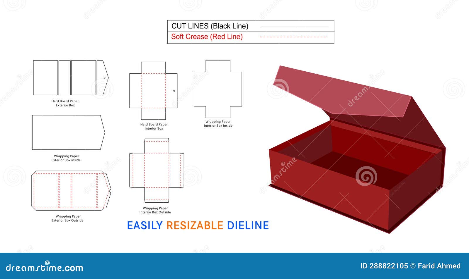 8 Face Box Dieline Template Or Diamond Shape Tuck End 8 Face Box And 3D ...
