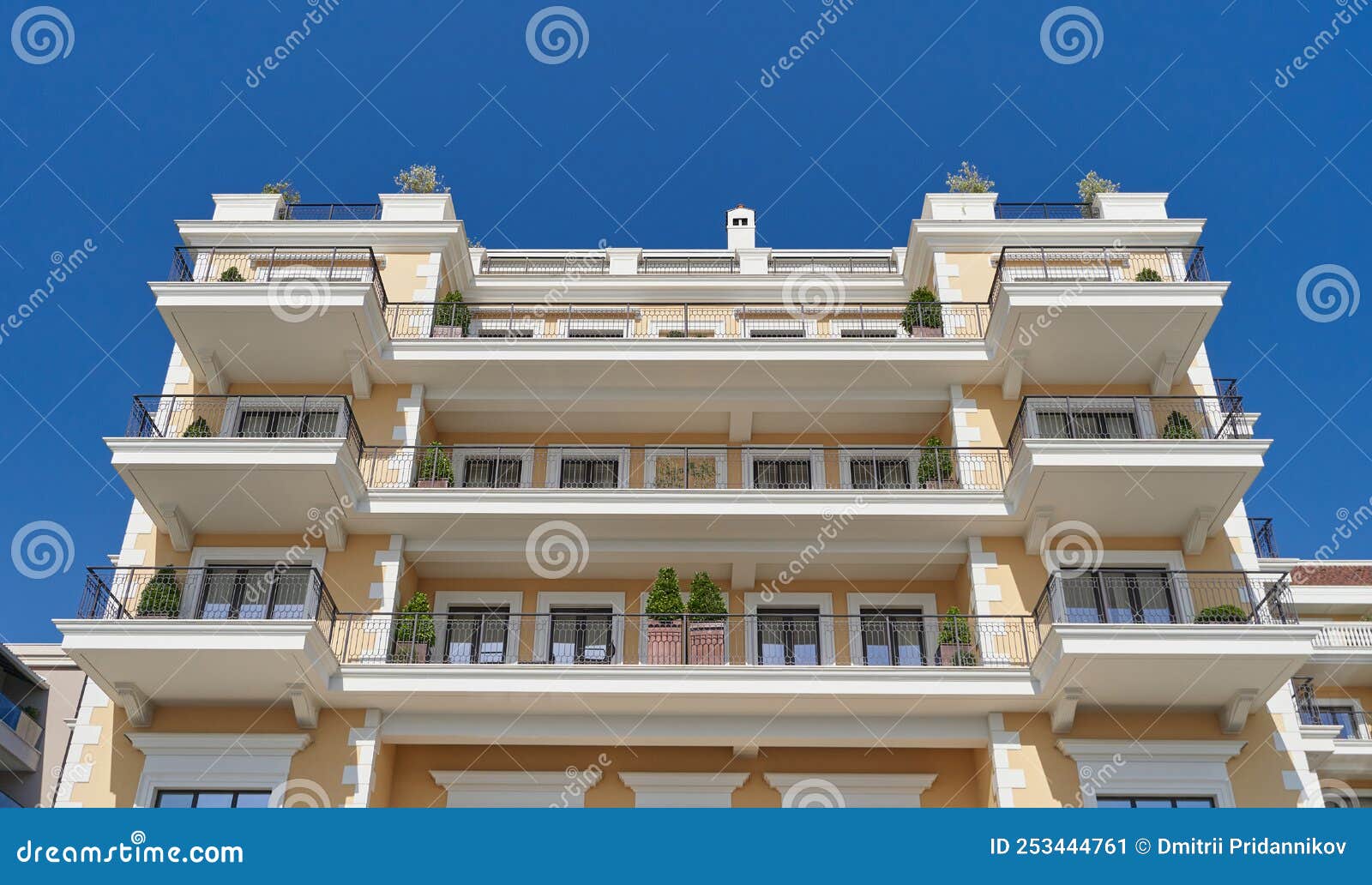 Luxury Apartments Building with Balconies Stock Image - Image of ...