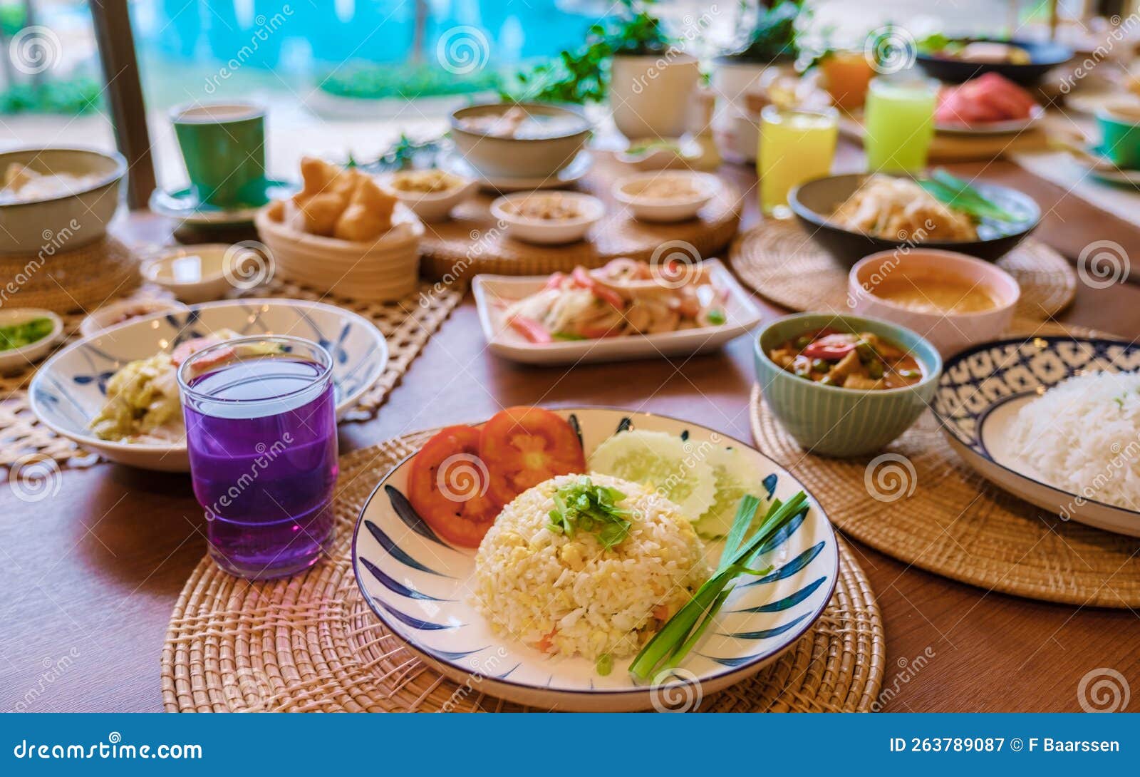 Luxury Asian Breakfast in Hotel Stock Image - Image of healthy, cafe ...