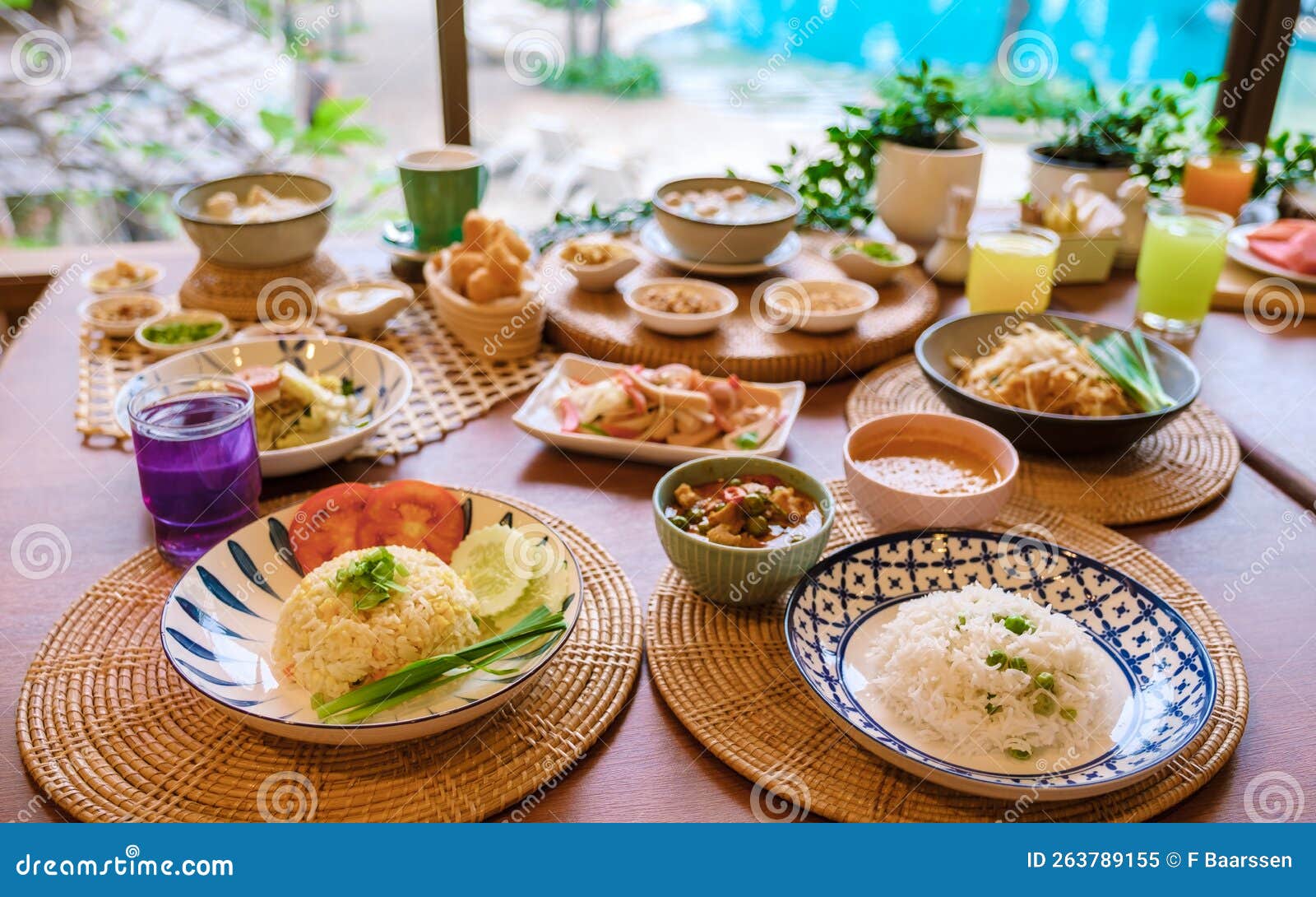 Luxury Asian Breakfast in Hotel Stock Image - Image of gourmet, drink ...