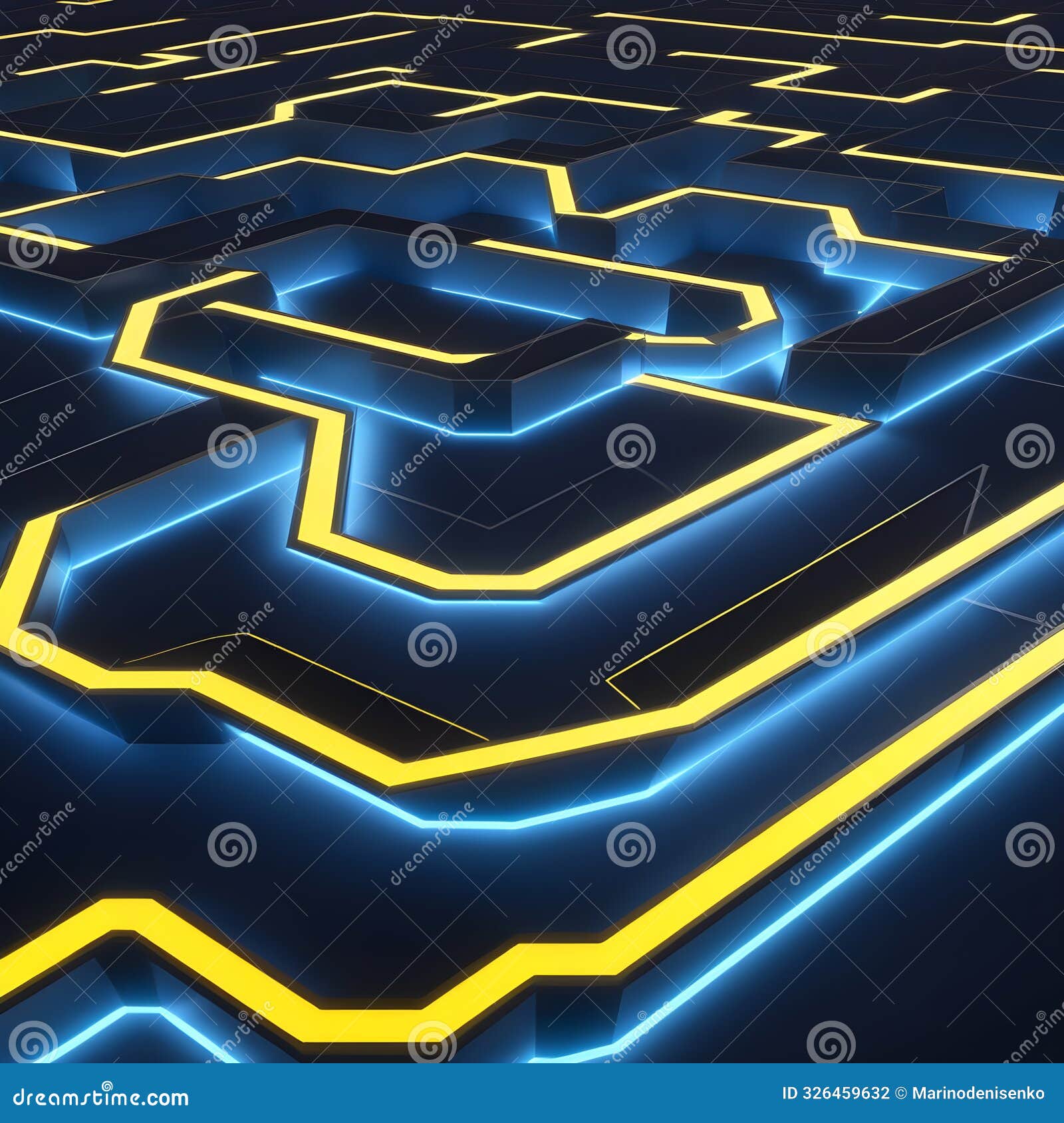 Luxury Background in Blue, Yellow and Black Colors. Dark Background with a Maze Effect. Creative ...