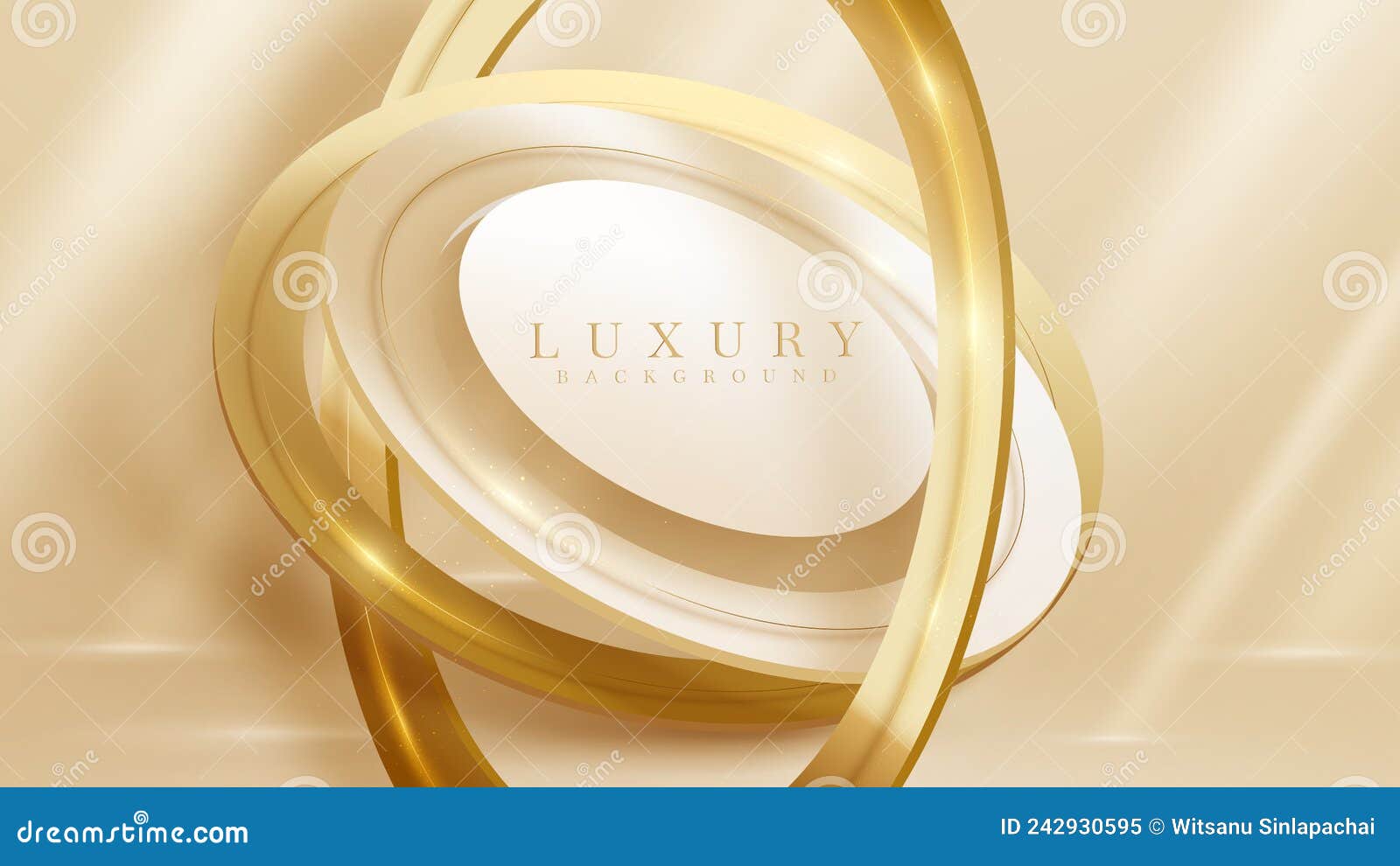 Luxury Background with 3d Gold Circle Frame Element and Glitter Light ...