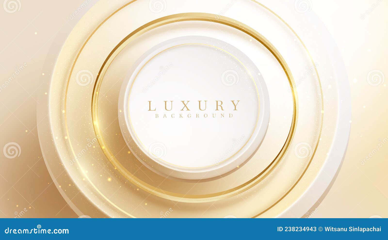 Luxury Background. Gold 3d Circle with Glitter Light Effect Decoration ...
