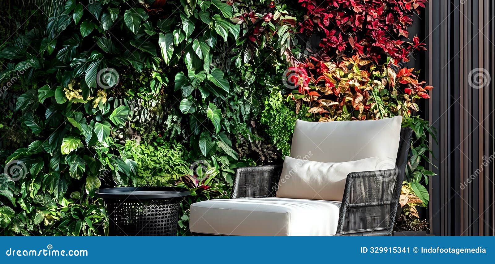 Luxury Balcony Terrace With Tropical Garden Wall. Wide View Royalty ...