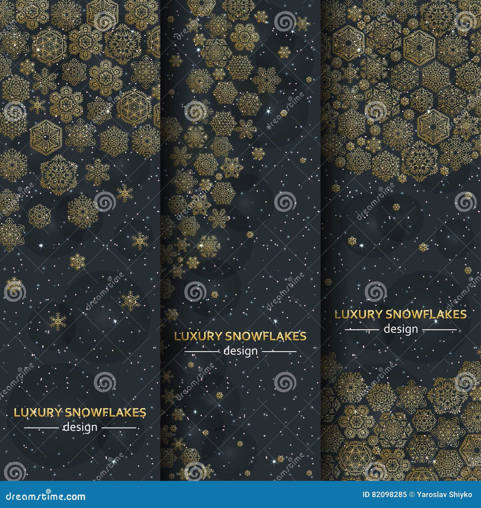 Luxury Banners with Golden Snowflakes Stock Vector - Illustration of ...