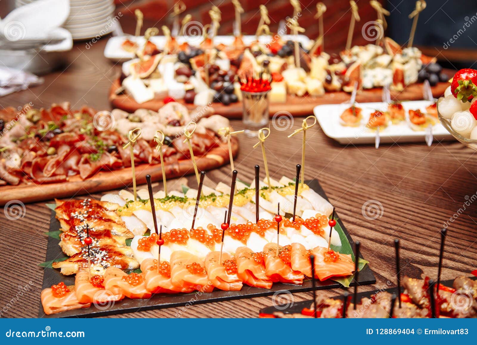 Luxury Banquet Table Setting in Restaurant. Table with the Snacks ...