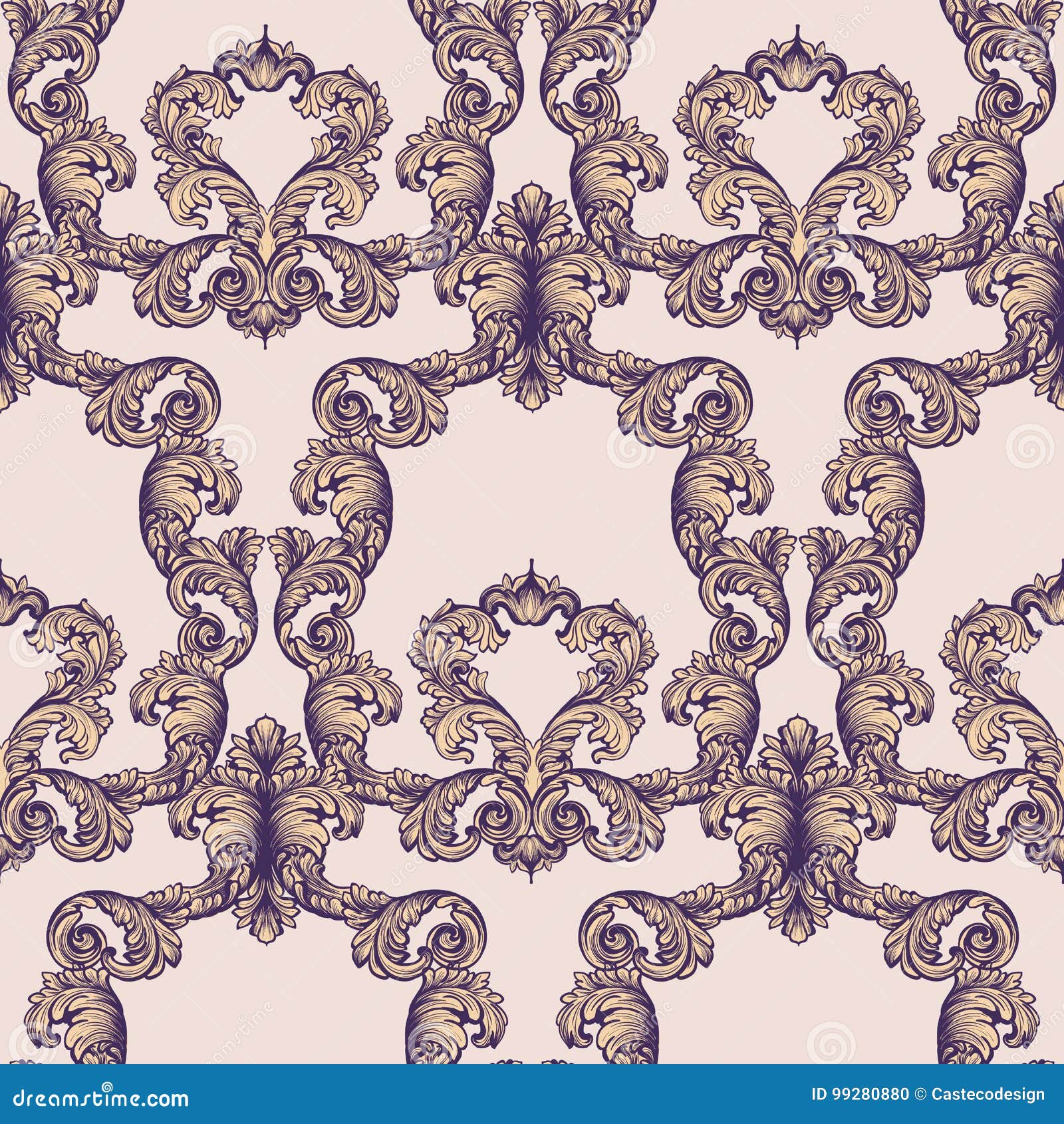 Luxury Baroque Paper Decor Ornament Vector Pattern. Rich Imperial ...