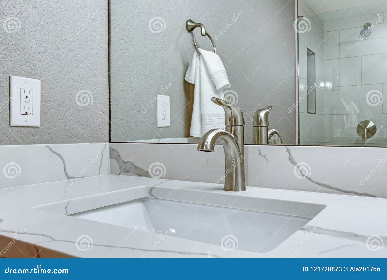 Luxury Bathroom Interior with Marble Top Washstand. Stock Image - Image ...