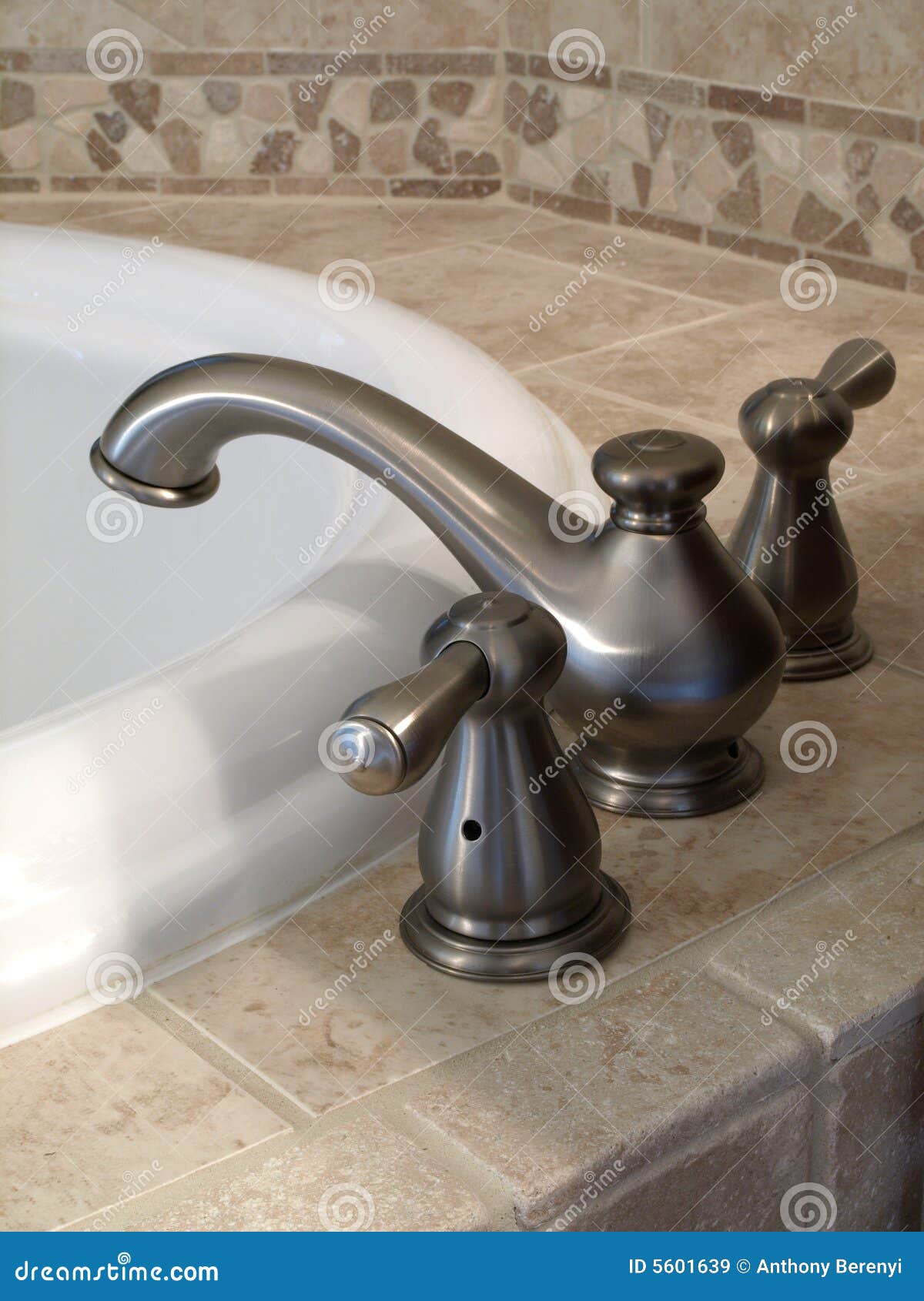 Luxury Bathtub Faucet Side View Stock Image - Image of tiles, modern ...