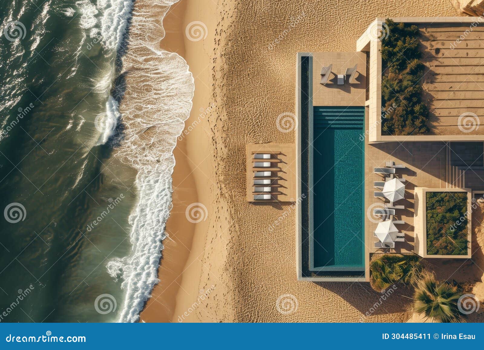 Luxury Beach House with Pool beside the Ocean. Stock Image - Image of ...