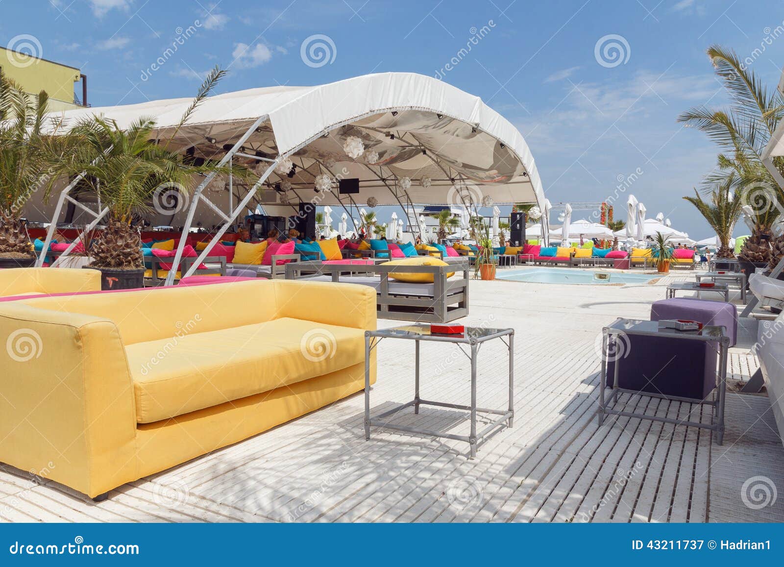 LUXURY BEACH TERRACE stock image. Image of interest, lounger - 43211737