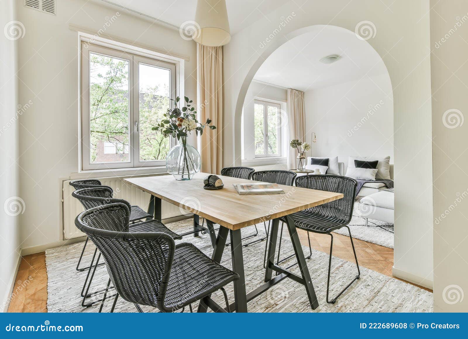 Beautiful dining room stock photo. Image of comfortable - 222689608