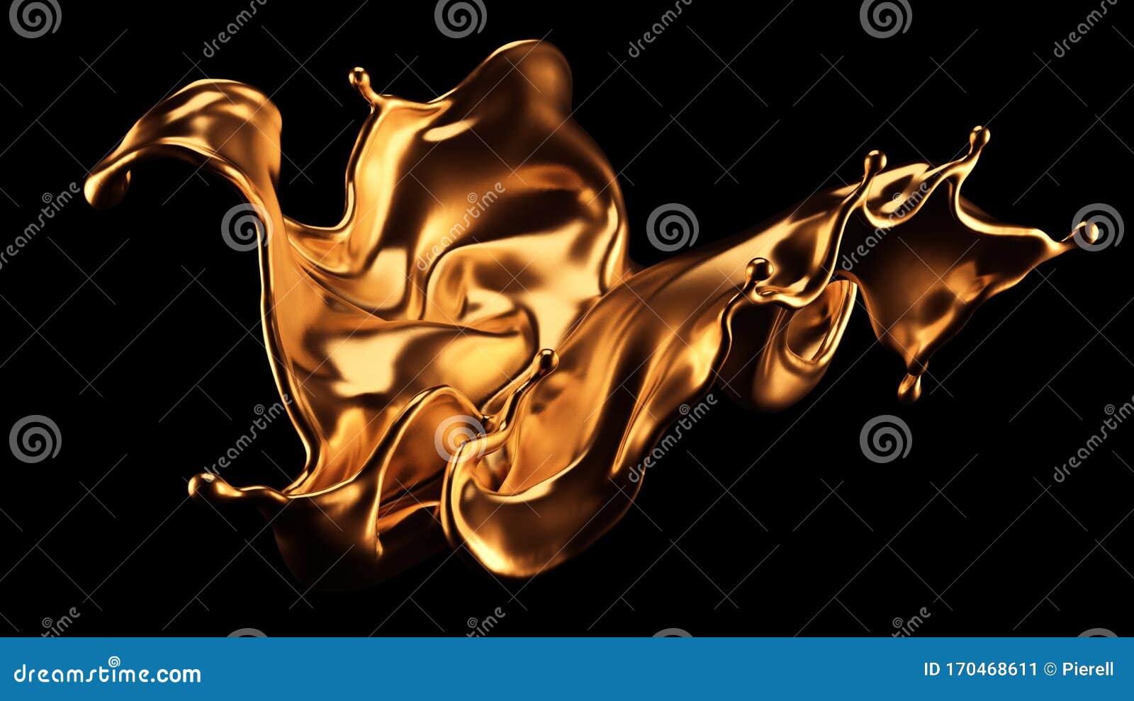 Luxury Beautiful Gold Splash. 3d Illustration, 3d Rendering Stock ...