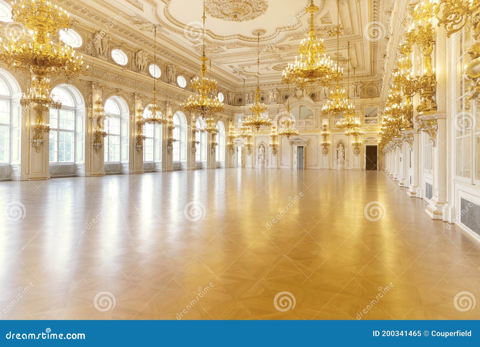Luxury Beautiful Interior of Some Historical Castle Hall in Day Time ...