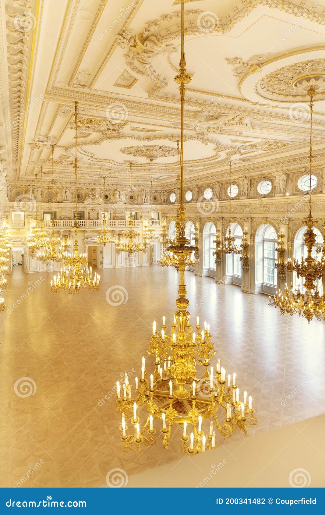 Luxury Beautiful Interior of Some Historical Castle Hall in Day Time ...