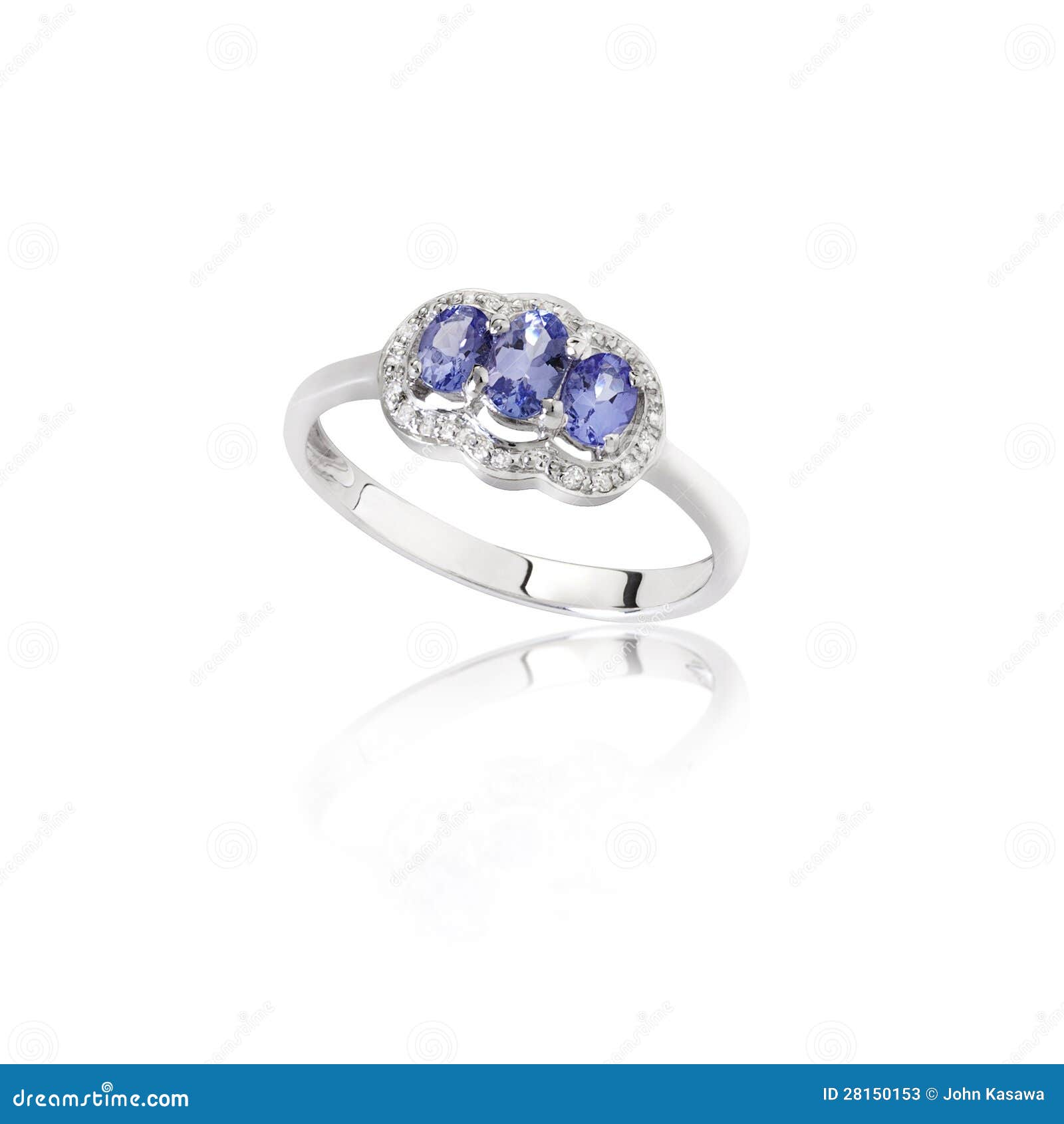 Luxury and Beautiful Sapphire Ring on White Stock Image - Image of ...