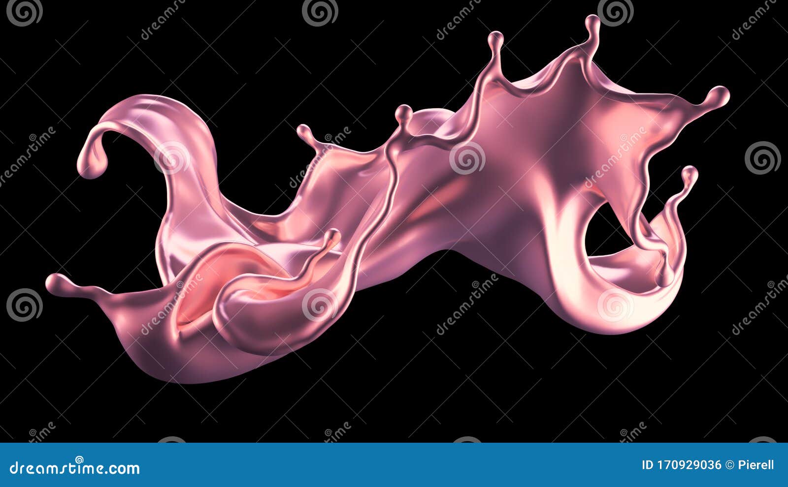 Luxury Beautiful Splash of Pink Gold. 3d Illustration, 3d Rendering ...