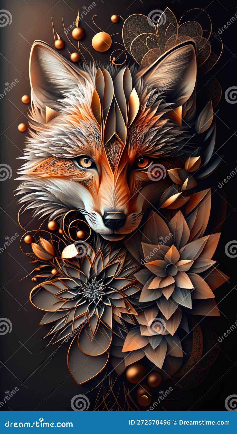 Luxury Beautifull Fox Abstract. Digital Art Illustration Stock ...