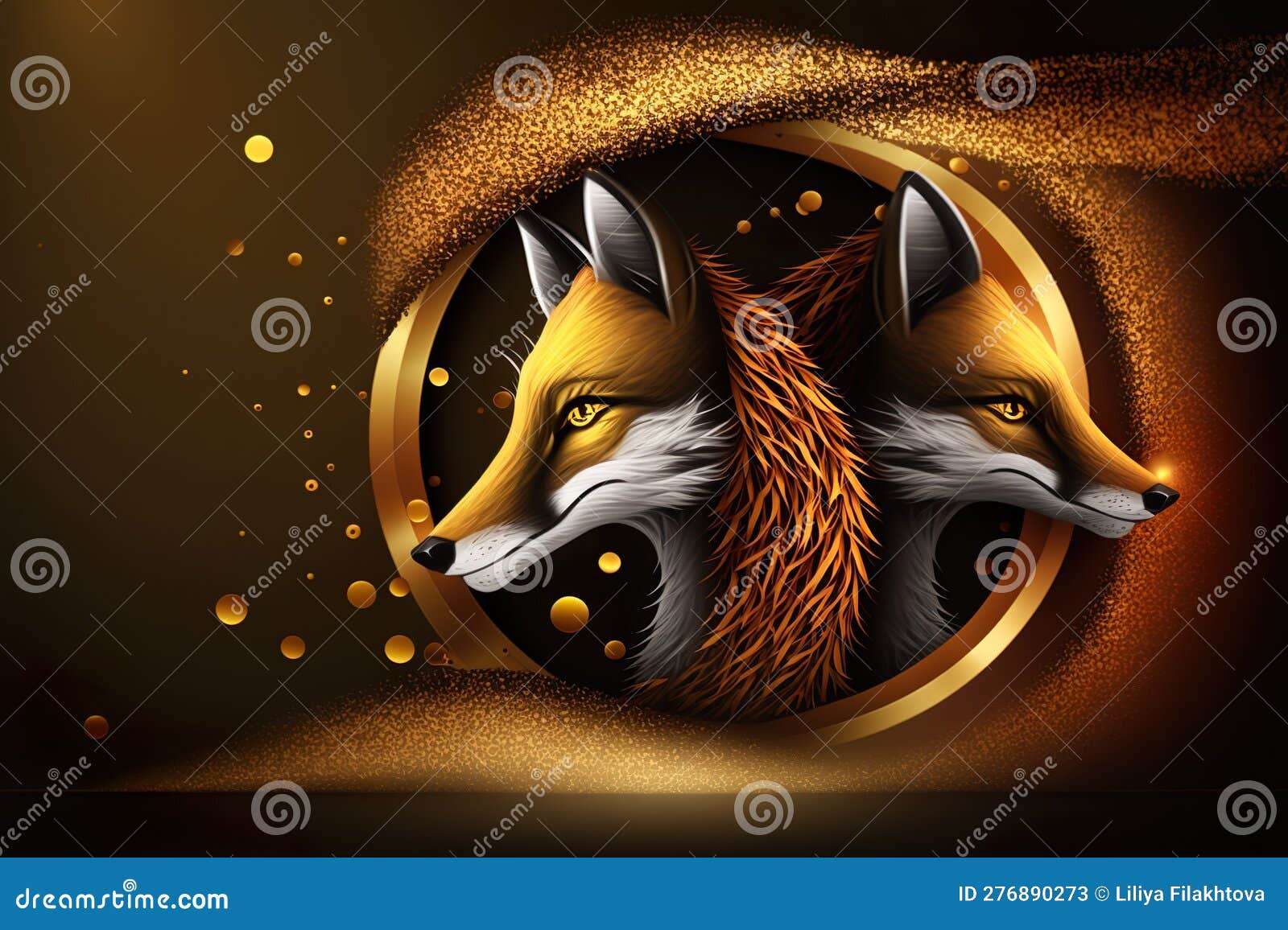 Luxury Beautifull Golden Fox Abstract. Generative AI Illustrations ...