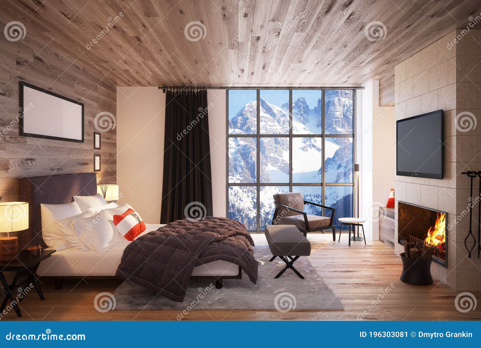 Luxury Bedroom in the Interior of the Expensive Hotel Overlooking the ...