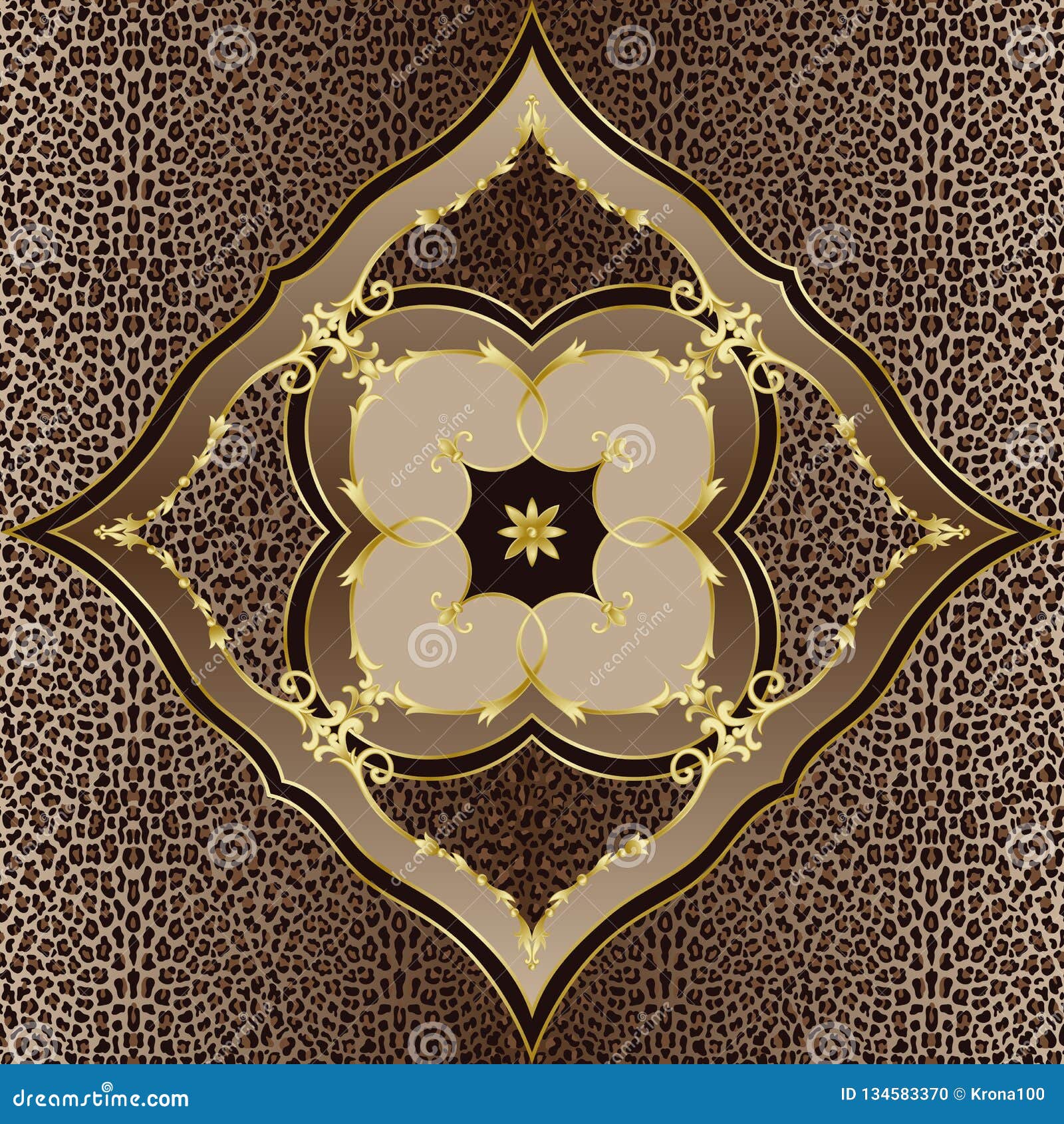 Luxury Beige Leopard and Gold Classic Seamless Pattern Stock Vector ...