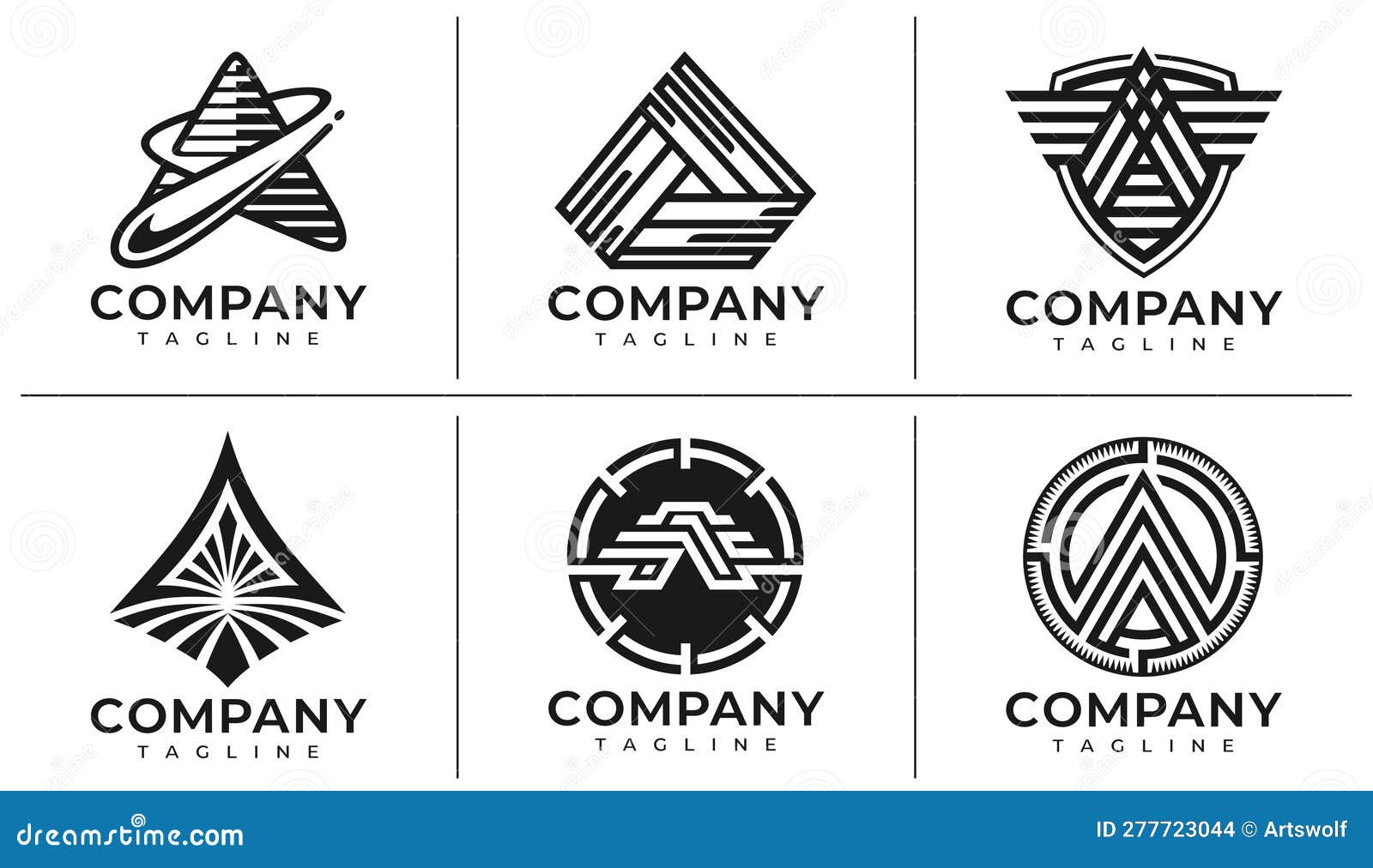 Luxury Black Abstract Letter a Logo Design Set. Elegance Initial a Logo ...