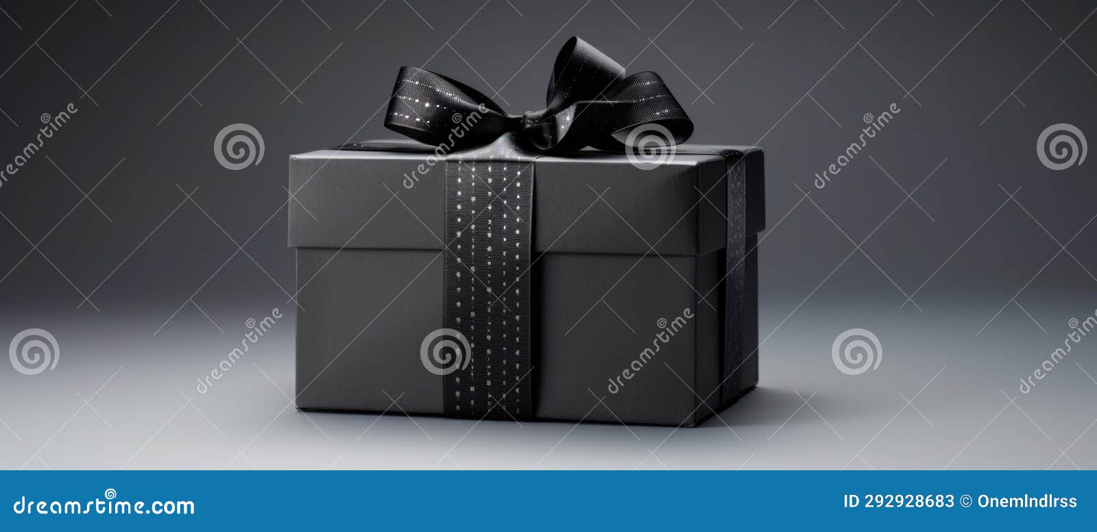 Luxury Black Gift Box with Silver Bow and Black Friday Stock Image ...