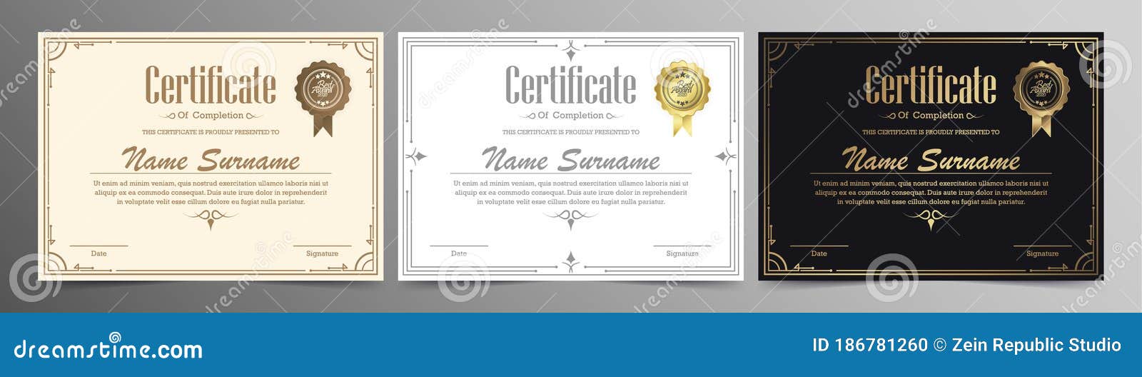 Certificate Frame Design Template Layout Template In A4 Size Vector ...