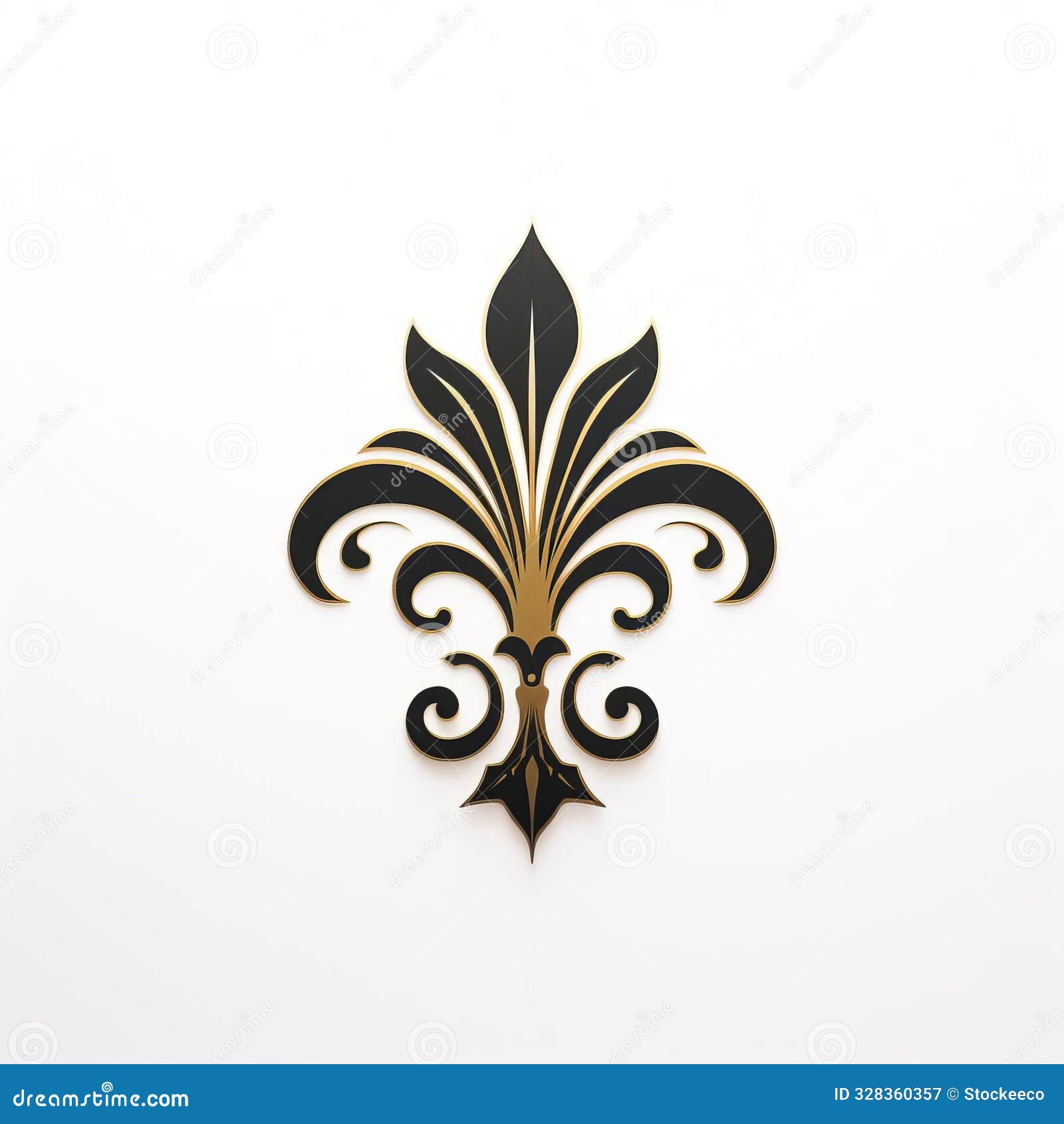 Luxury Black and Gold Fleurdelis Logo on White Background Stock ...